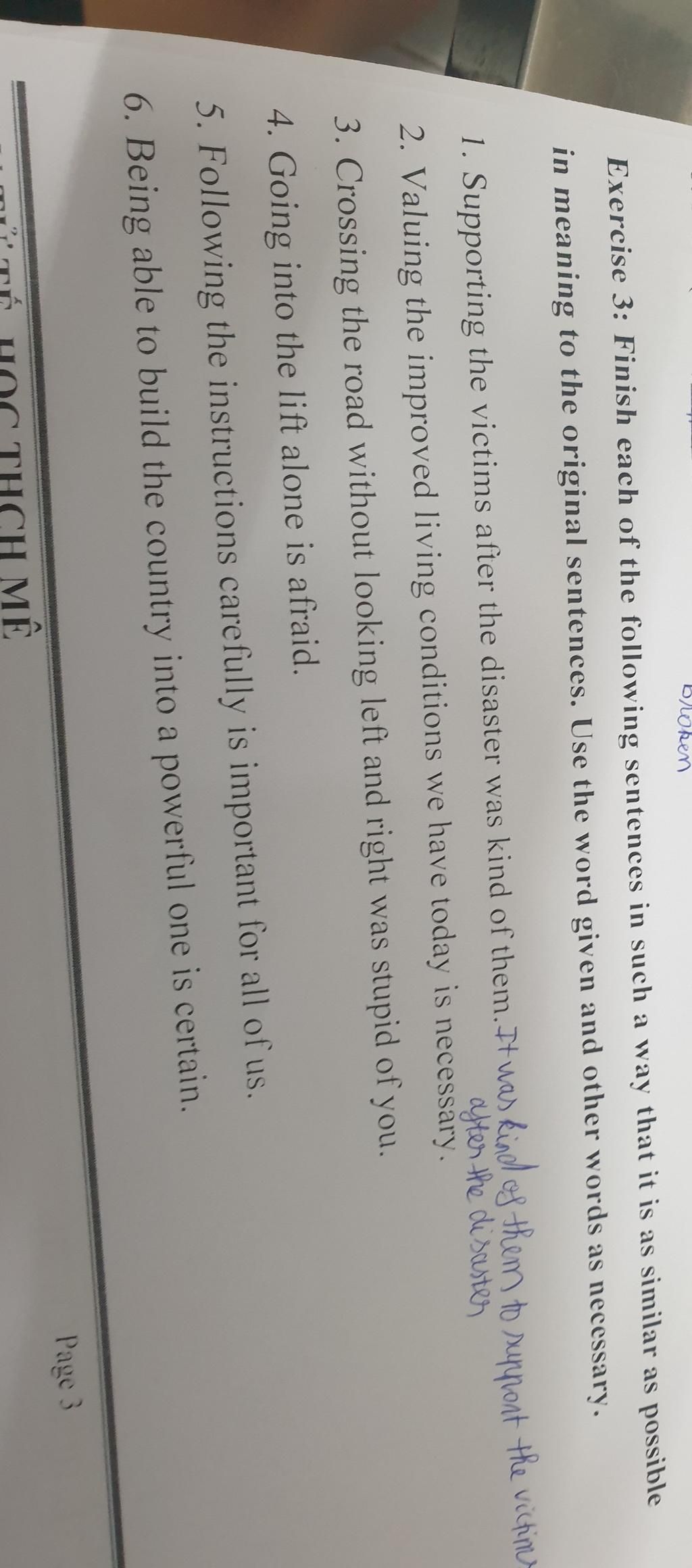 Broken Exercise 3: Finish each of the following sentences in such a way ...