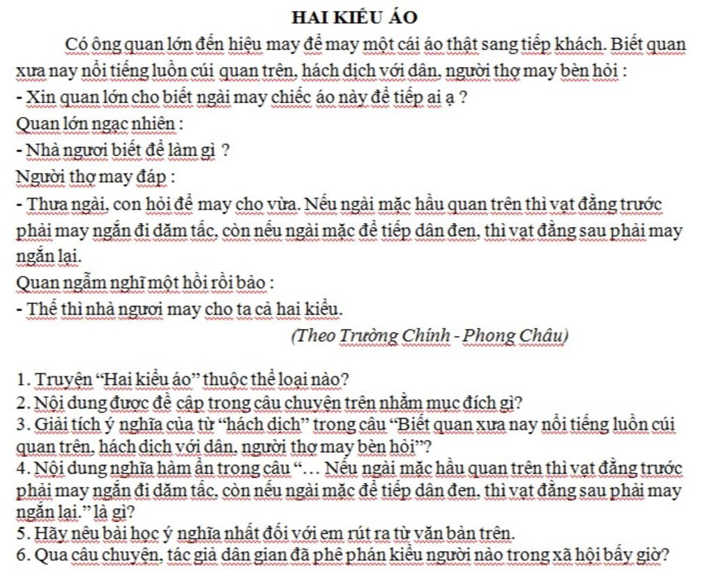 HAI KIỂU ÁO Có ông quan lớn đến hiệu may để may một cái áo thật sang ...