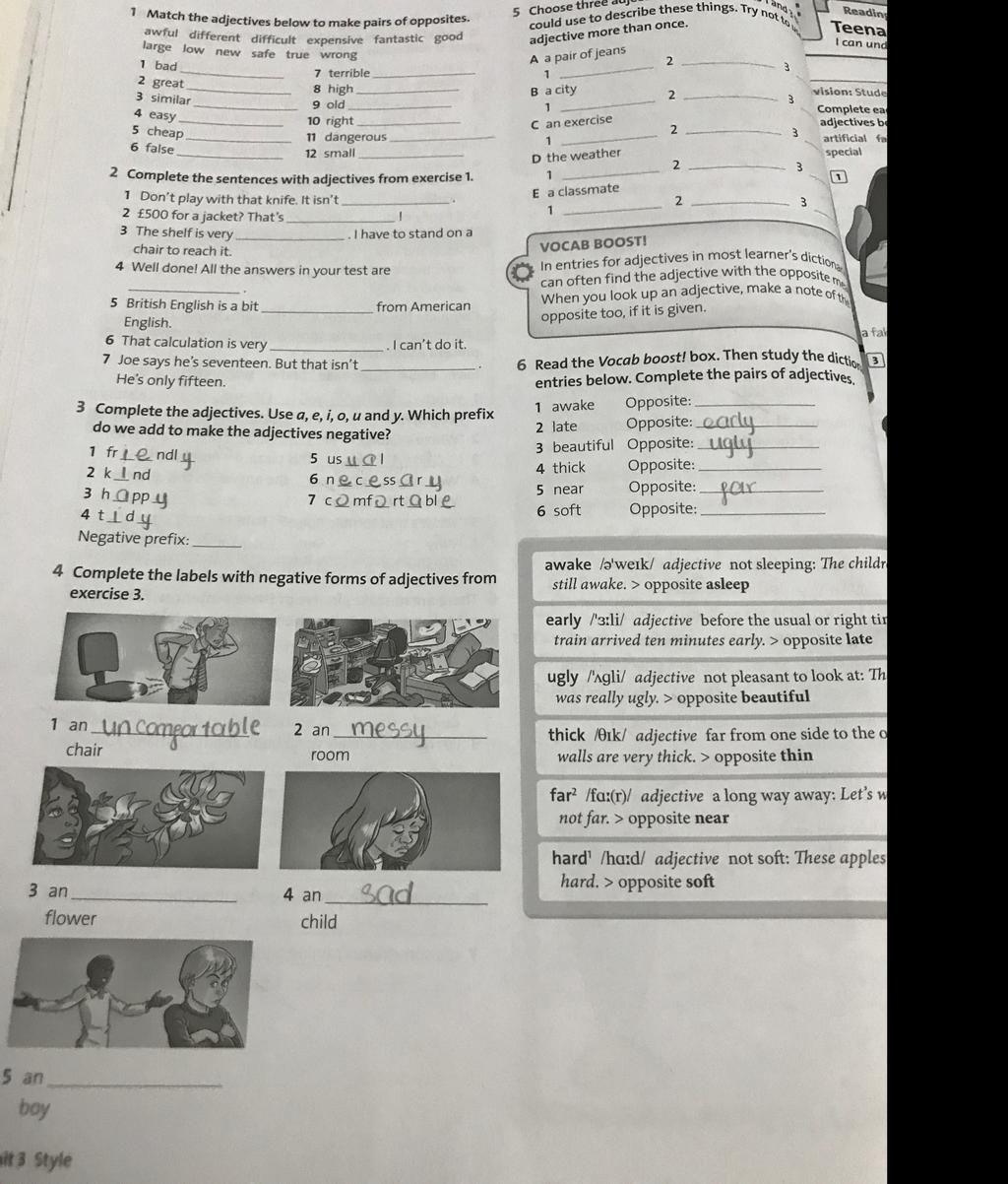 5 an 1 Match the adjectives below to make pairs of opposites. awful ...