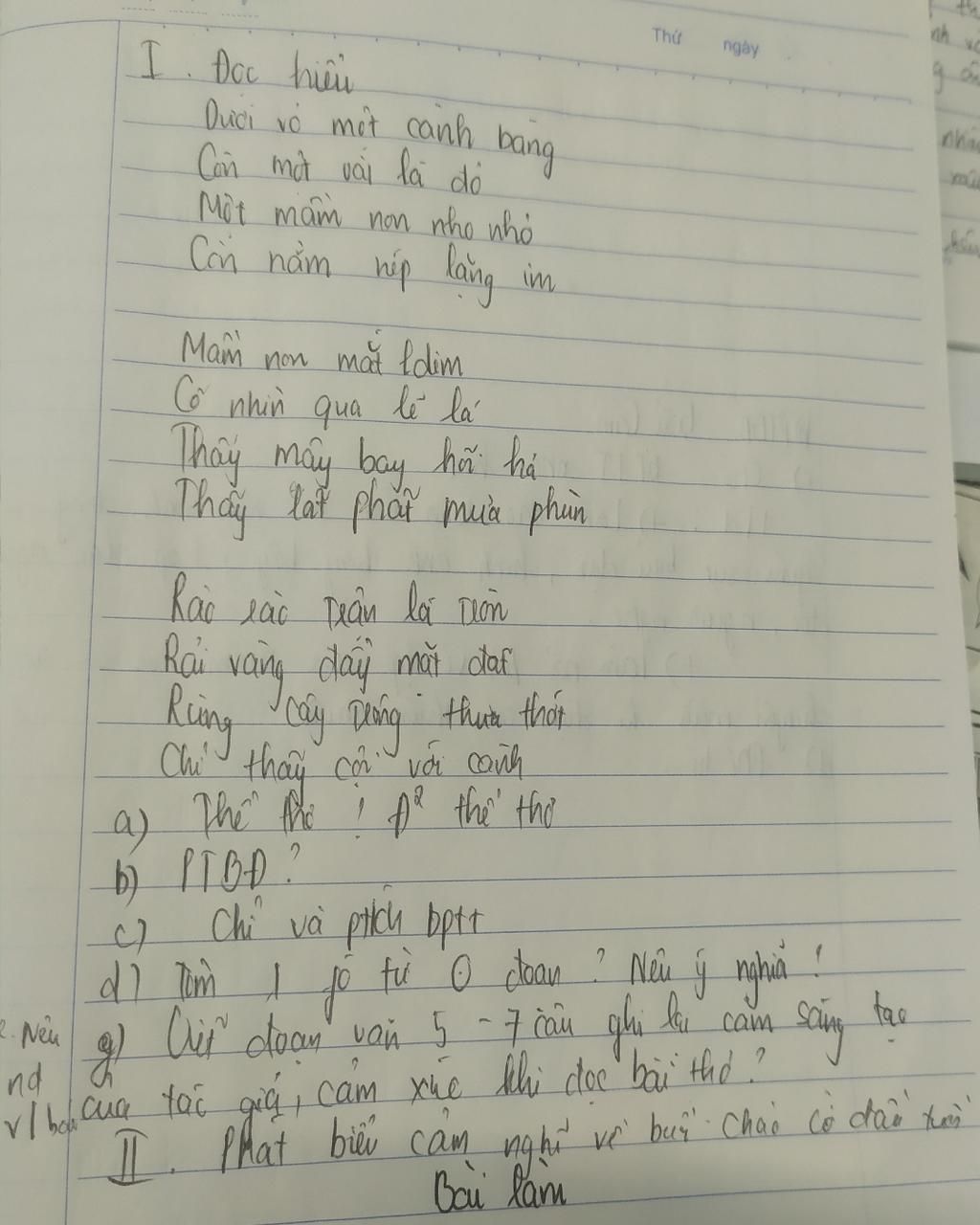 giúp mình vs ạ!!!!!!!!!!!!! I. Đọc hiểu Dưới vỏ một cạnh bang Con mot ...