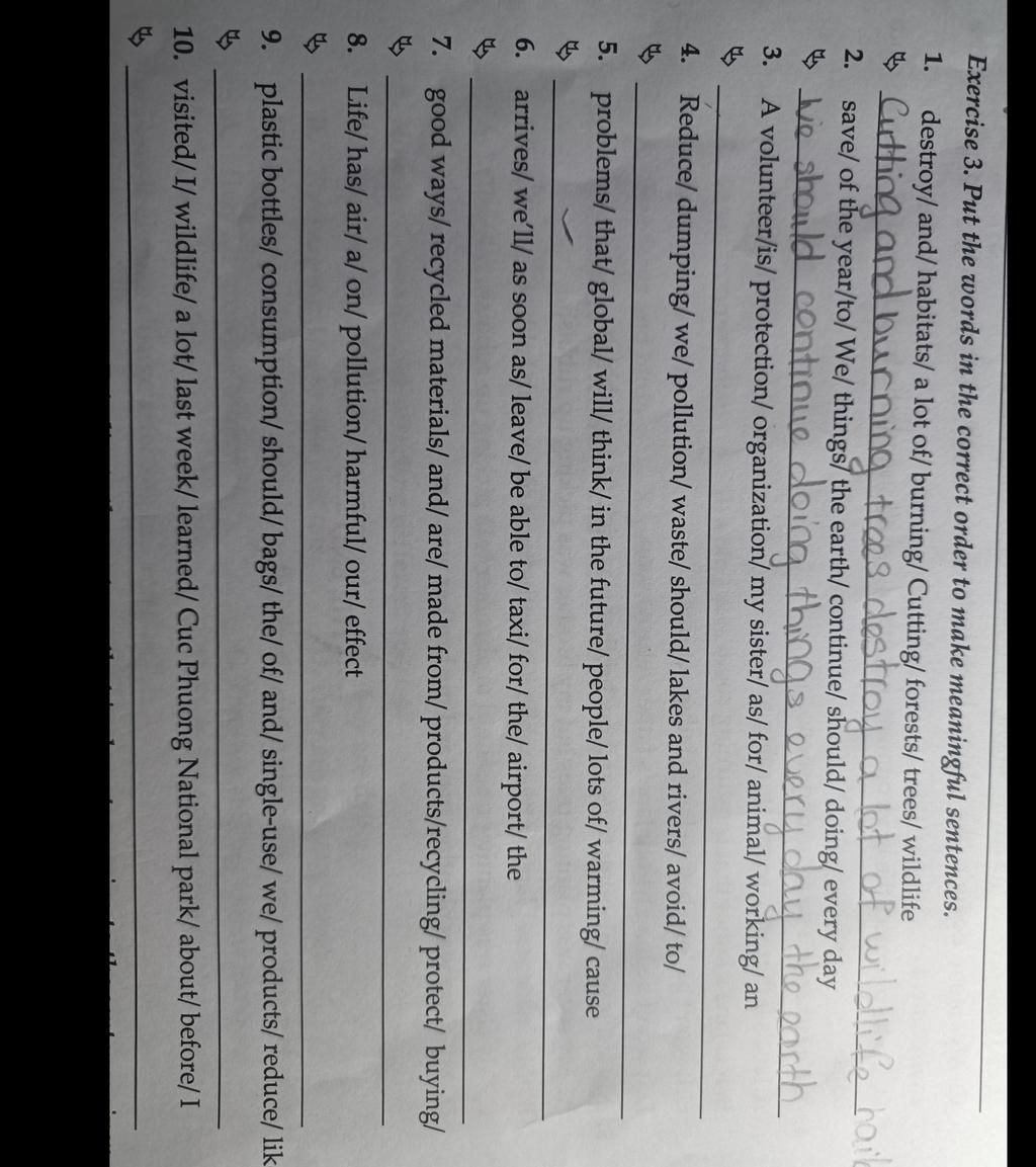 Exercise 3. Put the words in the correct order to make meaningful ...