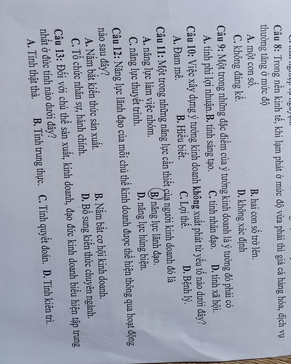 C. thut nigmyp ta n Câu 8: Trong nền kinh tế, khi lạm phát ở mức độ vừa ...