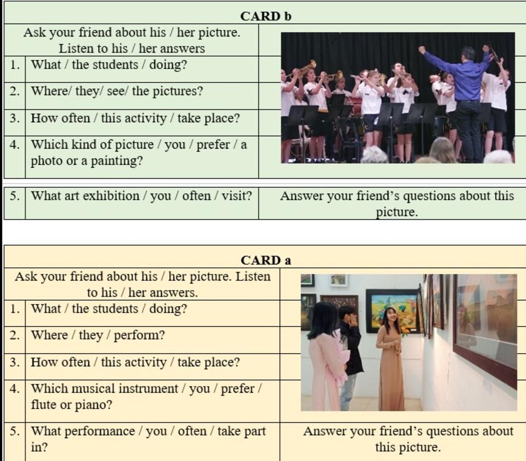 CARD b Ask your friend about his / her picture. Listen to his / her ...