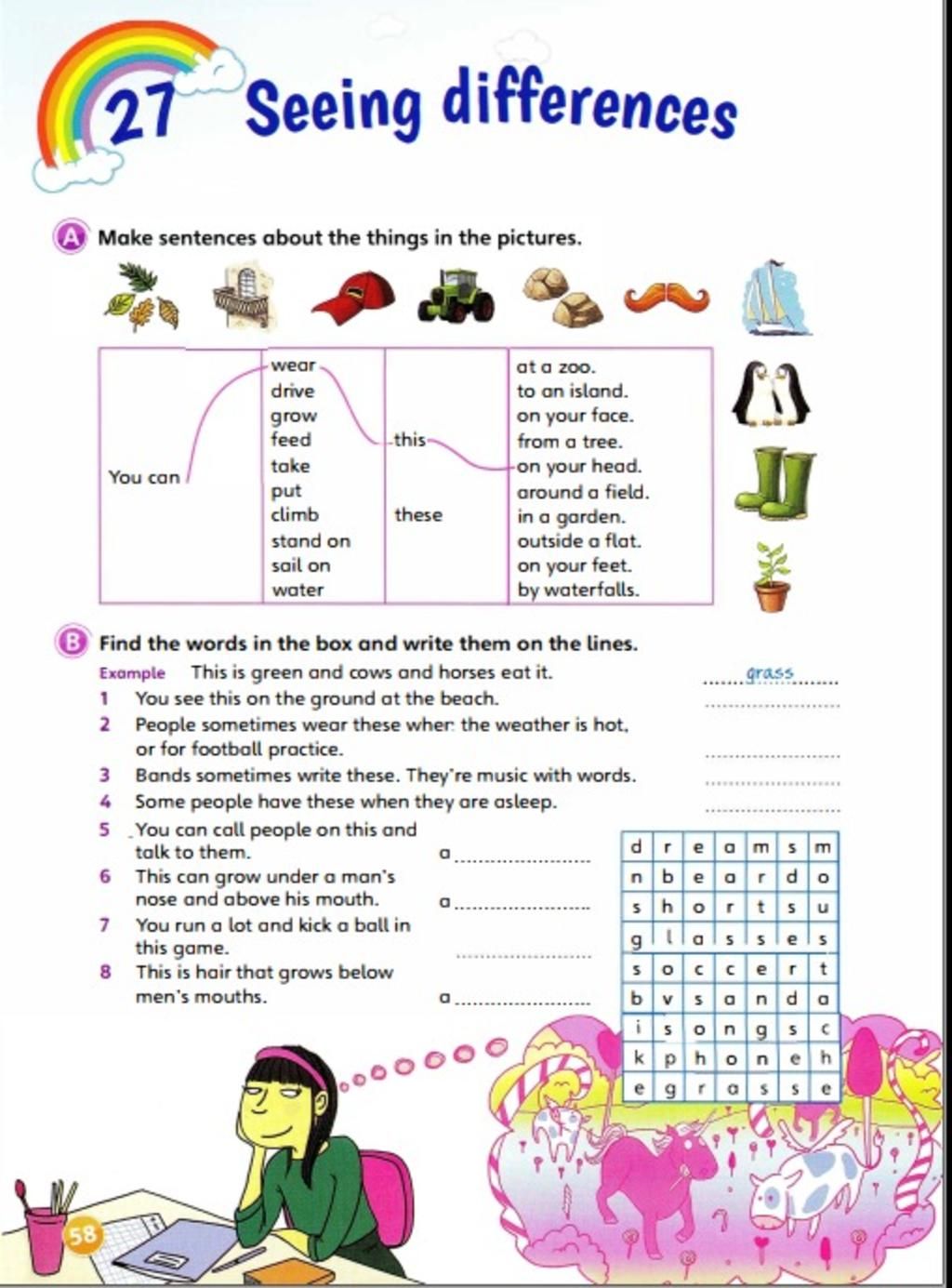 27 Seeing differences 58 Make sentences about the things in the pictures. You can 3 4 5 6 7 wear ...