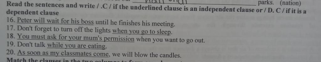 parks. (nation) Read the sentences and write / .C / if the underlined ...