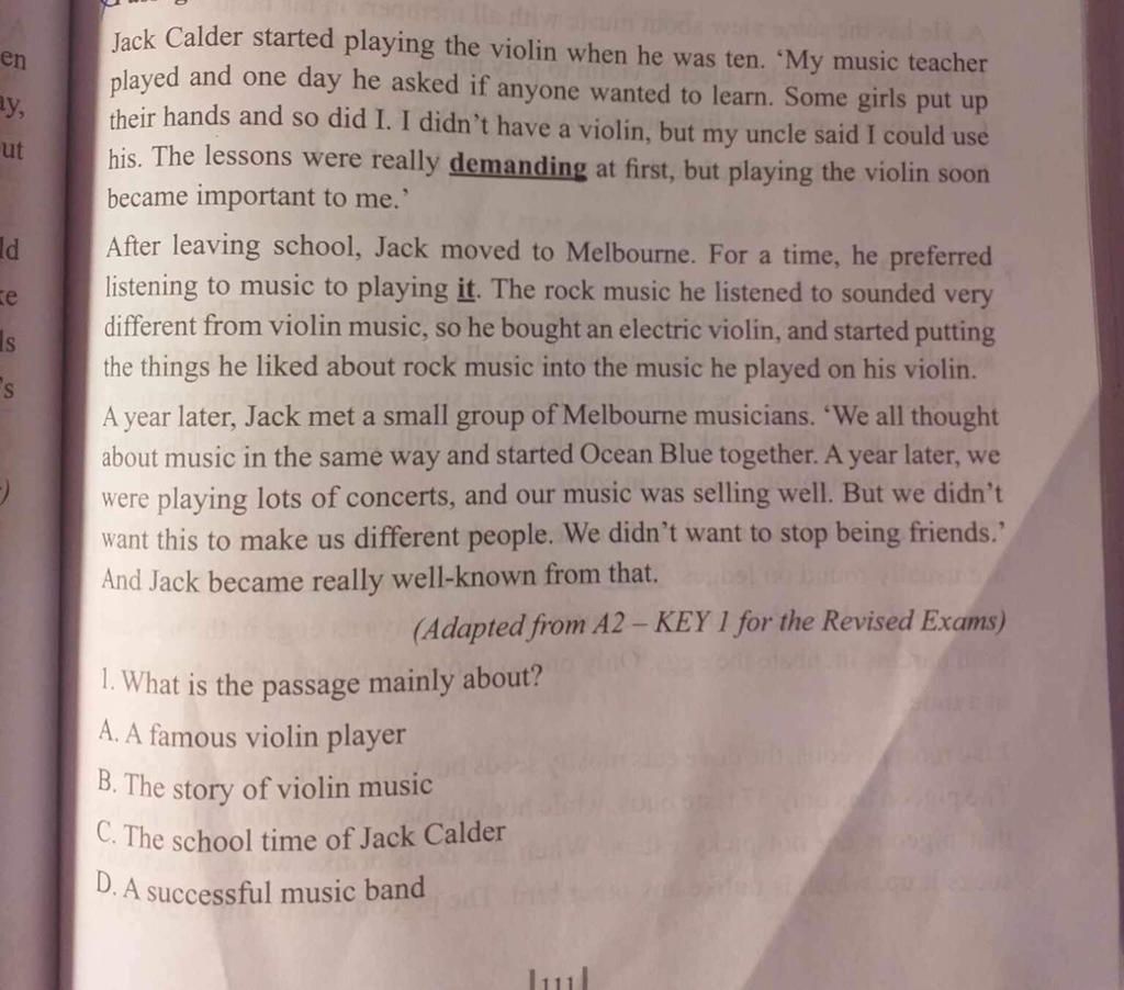 en ay, ut ld e S S Jack Calder started playing the violin when he was ...