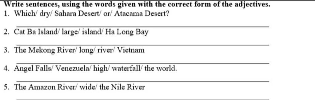 Write sentences, using the words given with the correct form of the ...