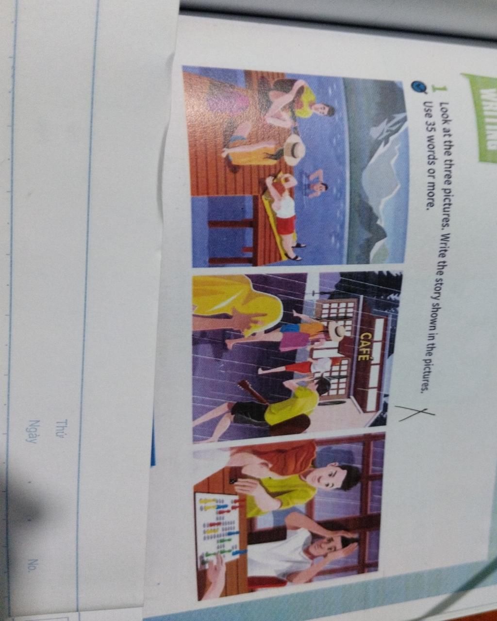 1 Look at the three pictures. Write the story shown in the pictures ...