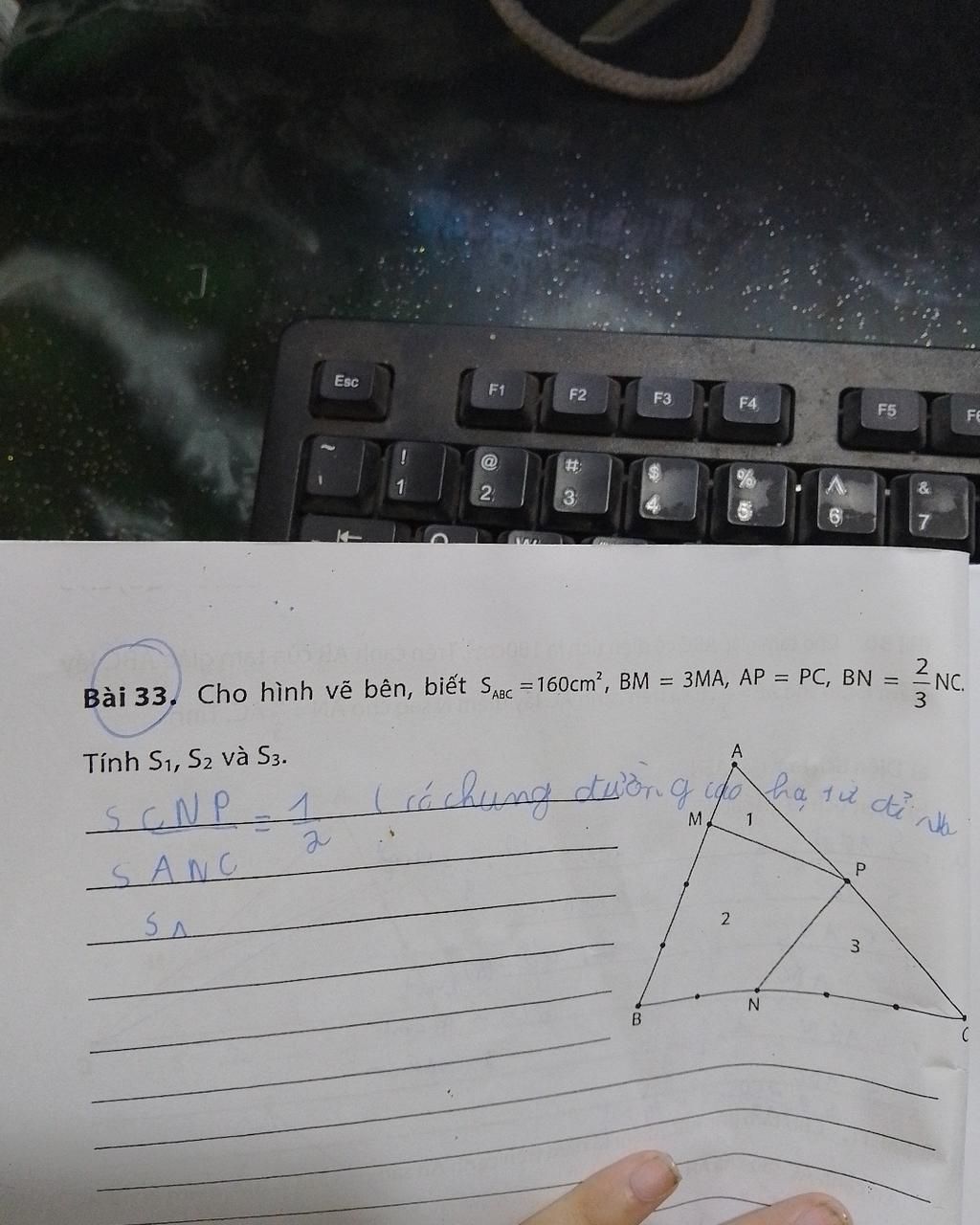 Tính S1, S2 và S3. SCNP-1 SANC SA Esc 2 F1 @ 2 F2 # 3 Bài 33. Cho hình ...