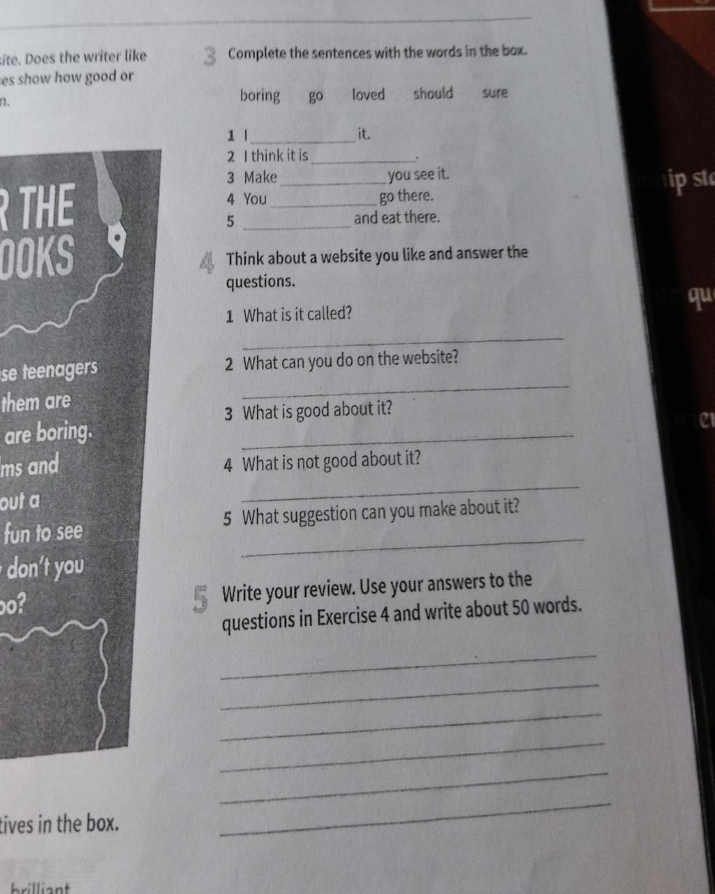 site. Does the writer like es show how good or m. R THE OOKS se ...