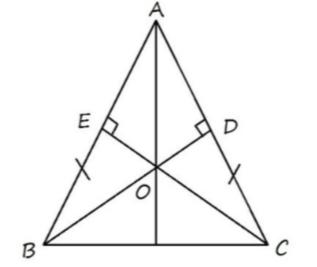 Cho tam giác ABC có góc A bé hơn 90 độ, AB=AC. Kẻ BD vuông góc với AC tại D, kẻ AB vuông góc với ...