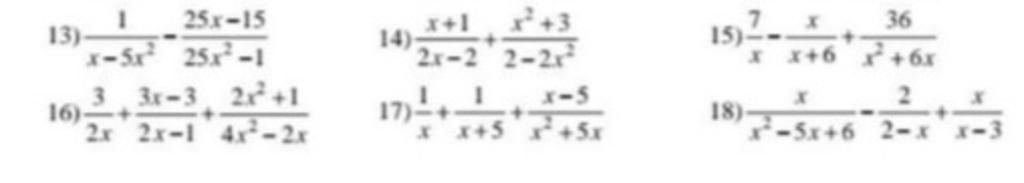 1 25x-15 x-5x² 25x²-1 13)- 16) 33x-3 2x²+1 2x 2x-1 4x²-2x x+1x²+3 2x-2 ...