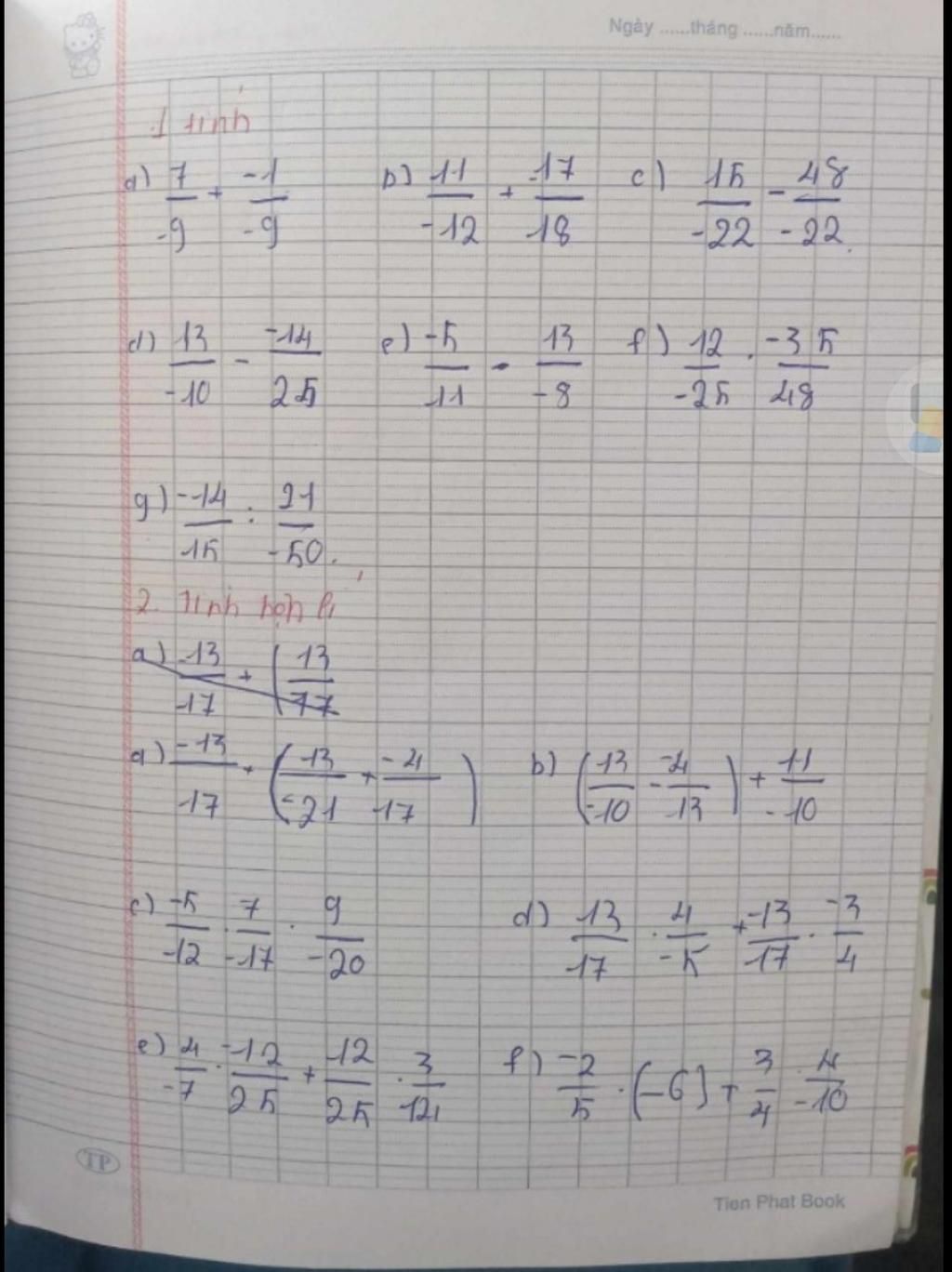 sinh -9 c) 13 -10 + -g 1) - 13 17 - g)--14.11 JF -50. 2 tinh hơn l a ...