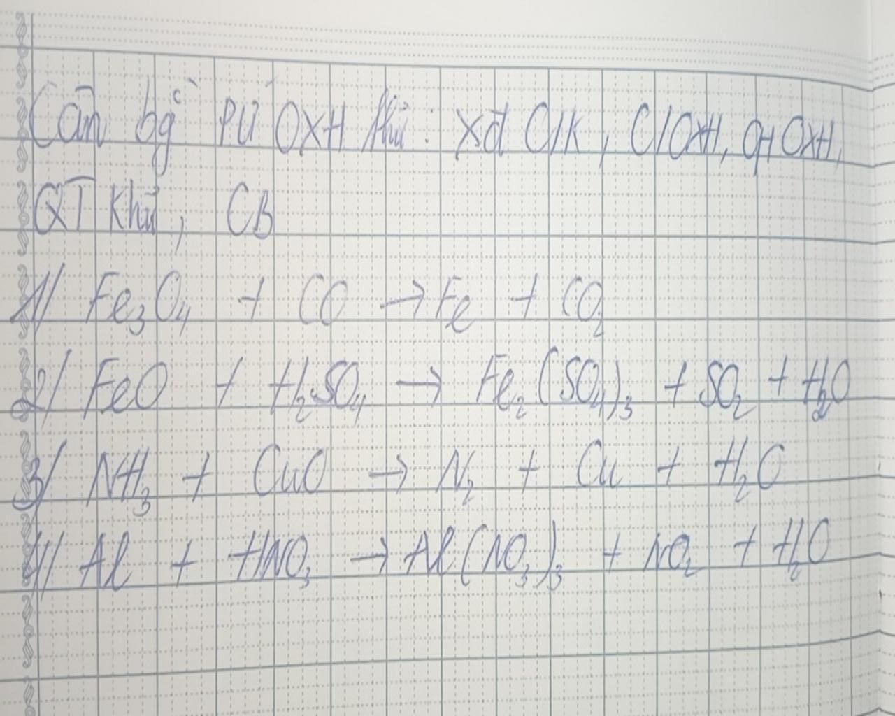 Lần có PO OXH thì xã CỤA CỊCH, CÁCH CK Can QT Khử CB 211 Fez Cu + CO → ...
