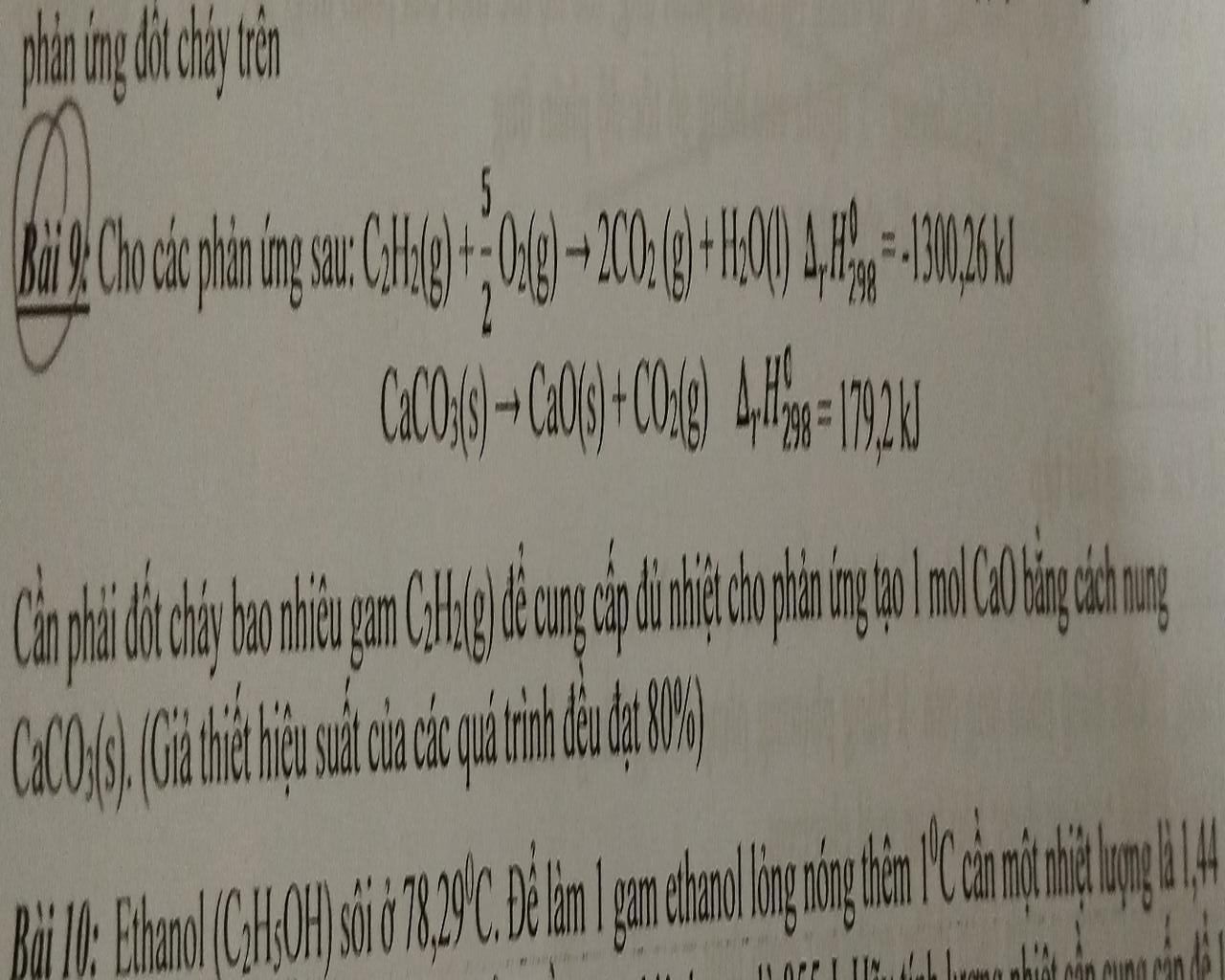 phản ứng đốt cháy trên 5 Big Cho oc phản ứng sau Chig)+ -Oigì - 100./g ...