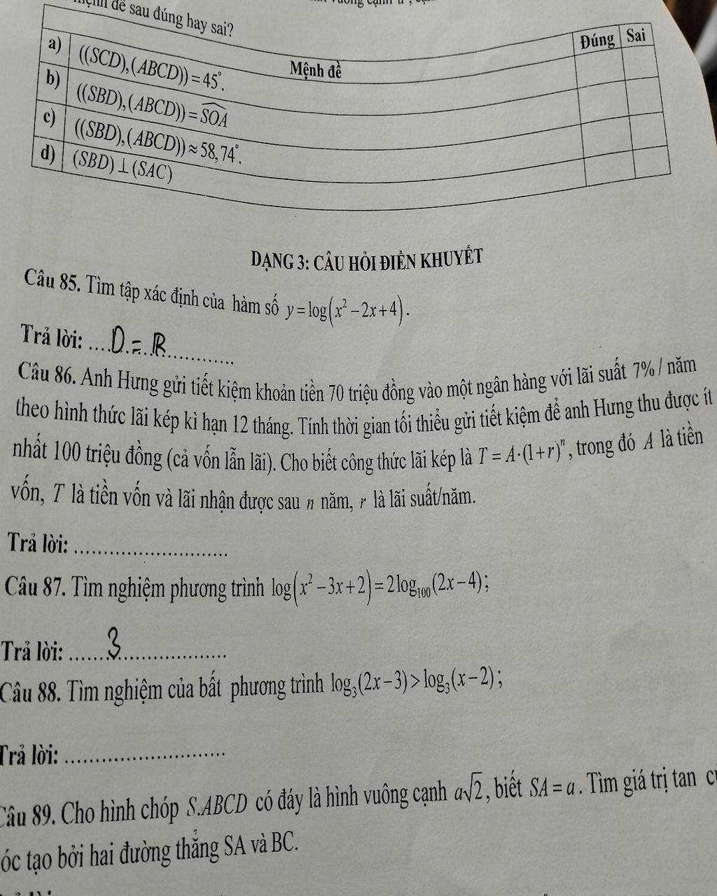 Giải giúp tui câu 86 với ạ, tui cảm ơn nhiều nha dè sau đúng hay sai? a ...