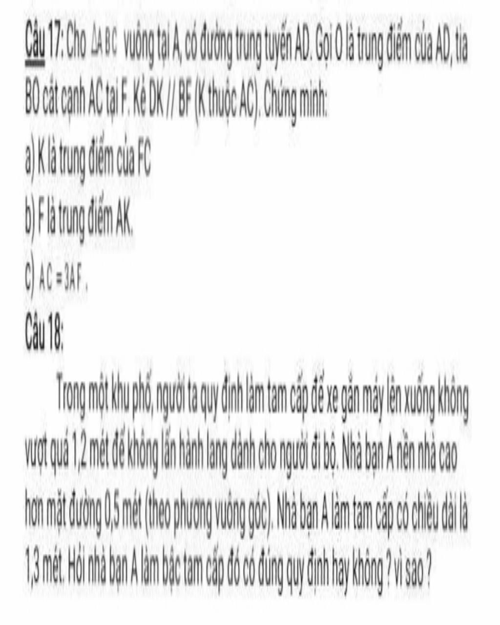 Cau 17:Cho LABC vuongta A Katung diem cila C b) Flatung dem AK AC-3AF hon