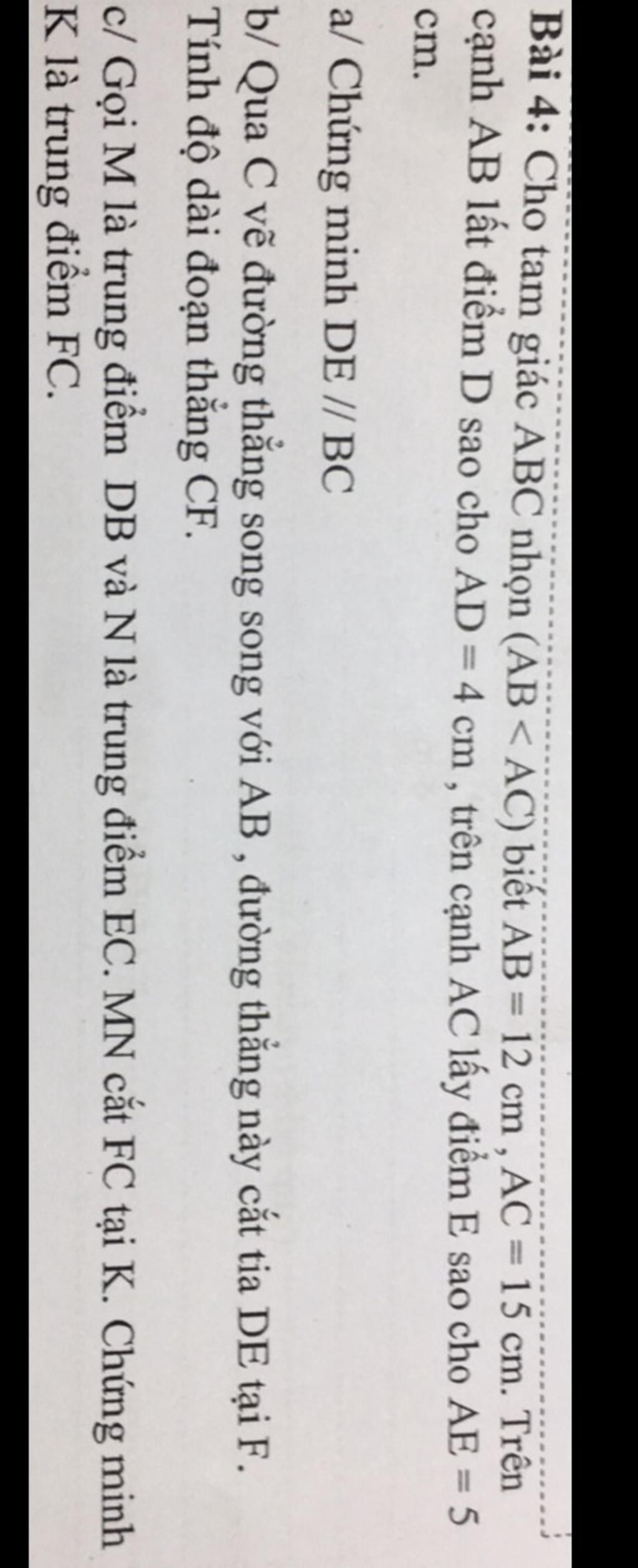 Bài 4: Cho tam giác ABC nhọn (AB