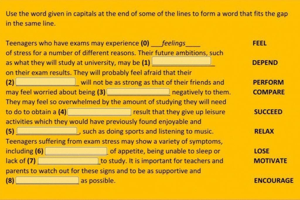 Use the word given in capitals at the end of some of the lines to form a word that fits the gap ...