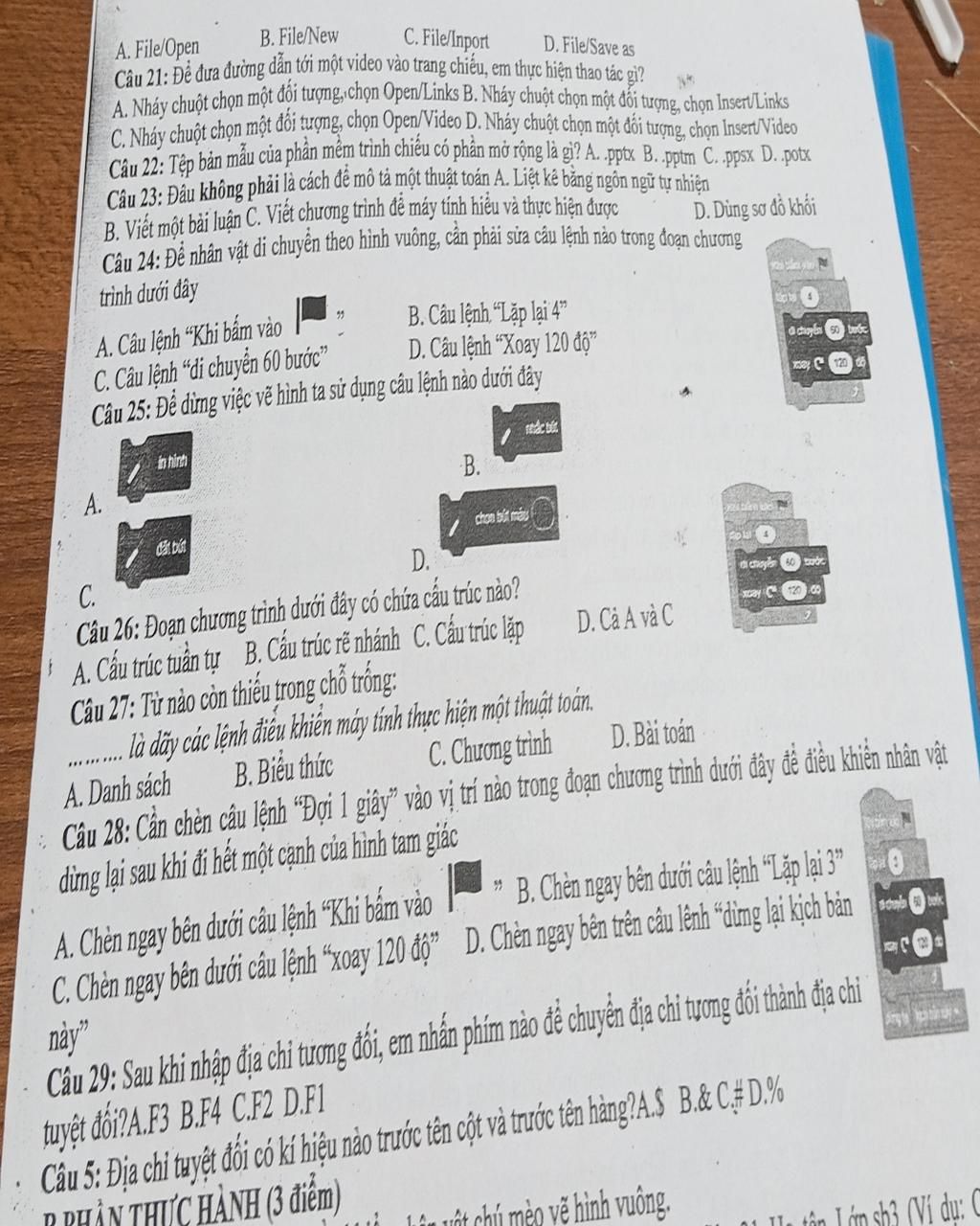 C. A. A. File/Open A. B. File/New C. File/Inport D. File/Save as Câu 21 ...