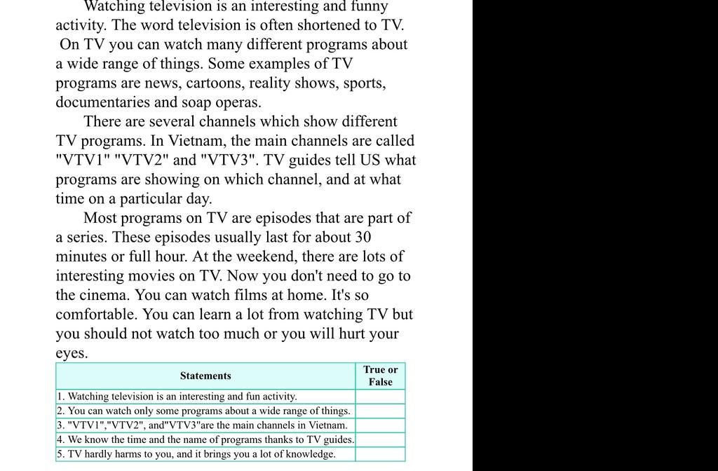 Watching television is an interesting and funny activity. The word ...