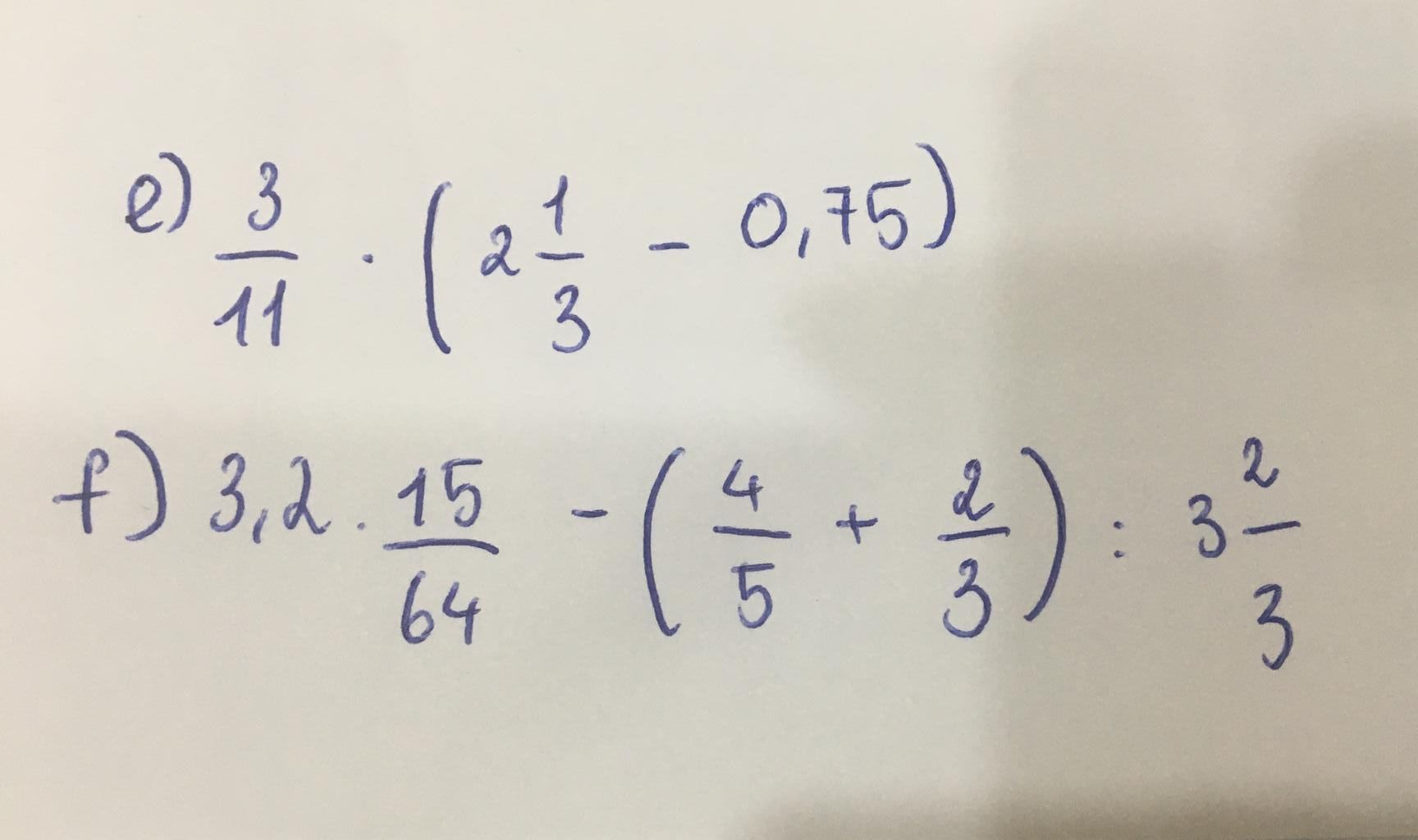 e) 01/13 ( 2 - 0,75) 3 4) 3,2. 15 - ( ½ + ½ ²) : 3 ²/3 64 등)