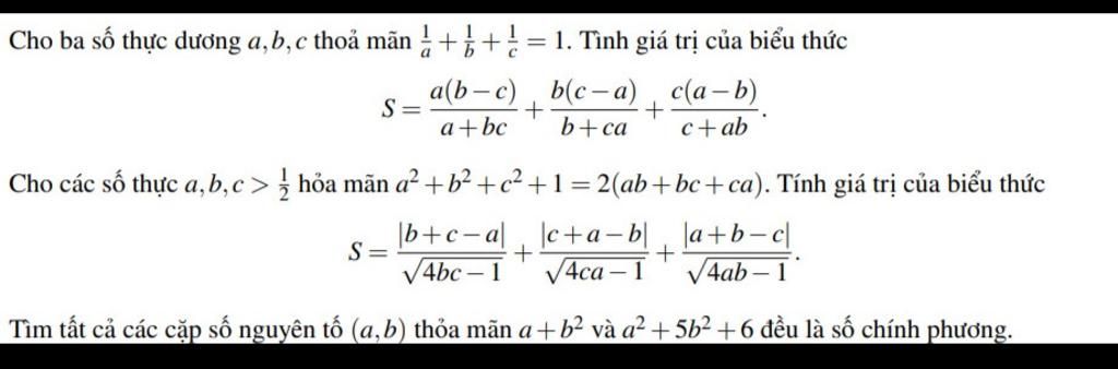 Cho ba số thực dương a,b,c thay đổi thoả mãn a+b+c = 3. Tìm giá trị nhỏ ...