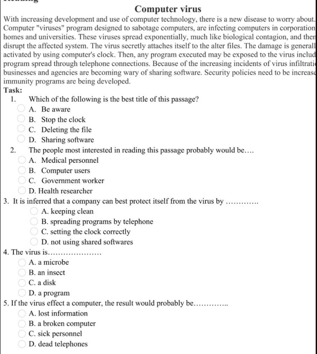 Computer virus With increasing development and use of computer ...