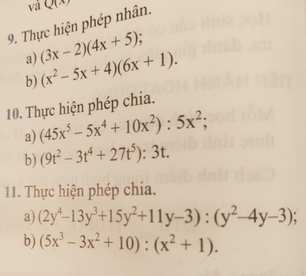 va 9. Thực hiện phép nhân. a) (3x-2)(4x+5); b) (x²-5x+4)(6x + 1). 10 ...