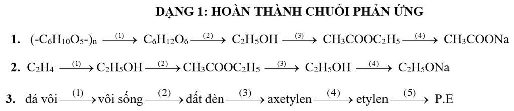 1. (-C6H10O5-)n (1) DẠNG 1: HOÀN THÀNH CHUỖI PHẢN ỨNG C6H12O6 (2 ...