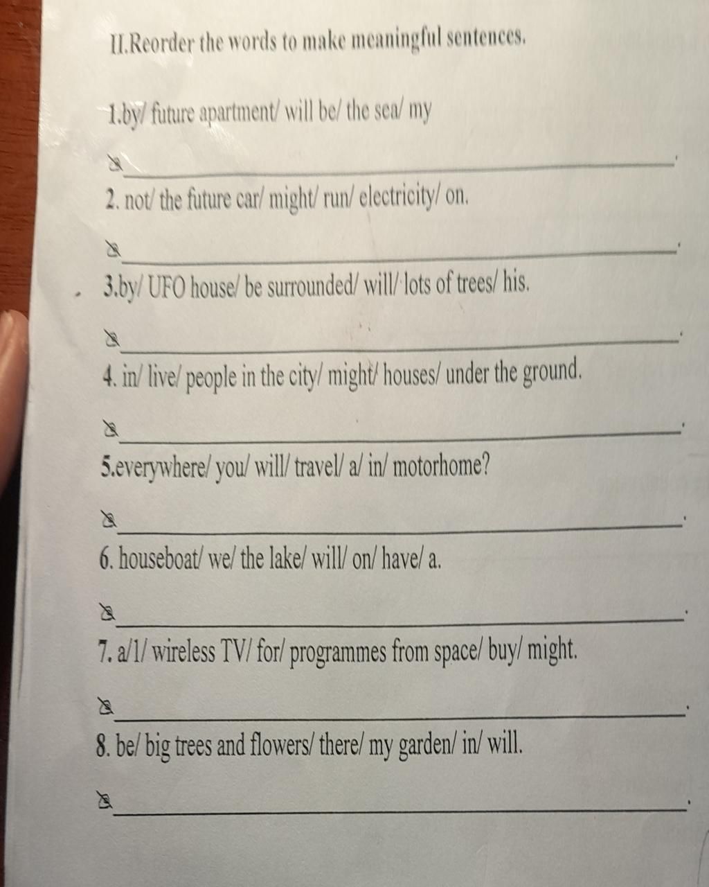 II.Reorder the words to make meaningful sentences. 1.by/ future ...