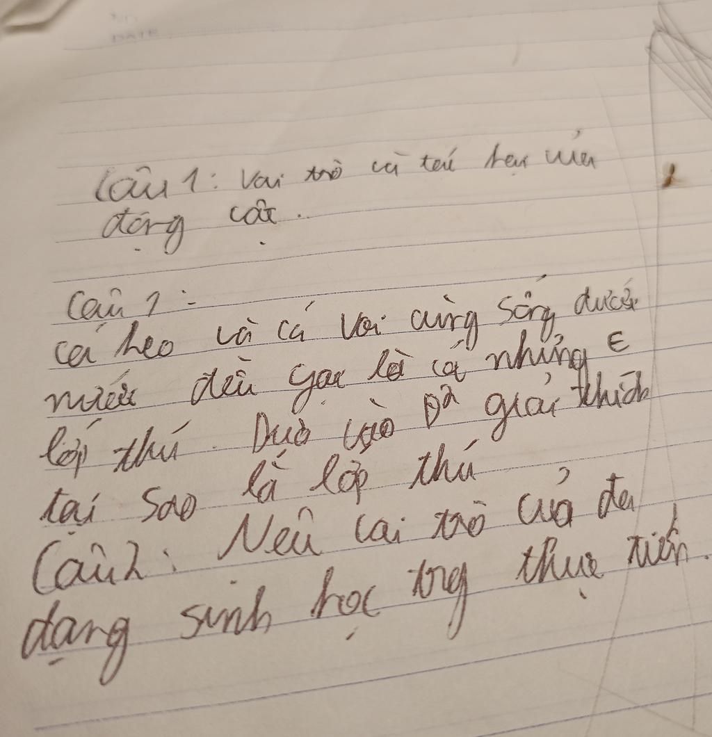 câu 1: Vai trò và tác hại của deng Can 1 car. ca Leo in ca voi aing ...