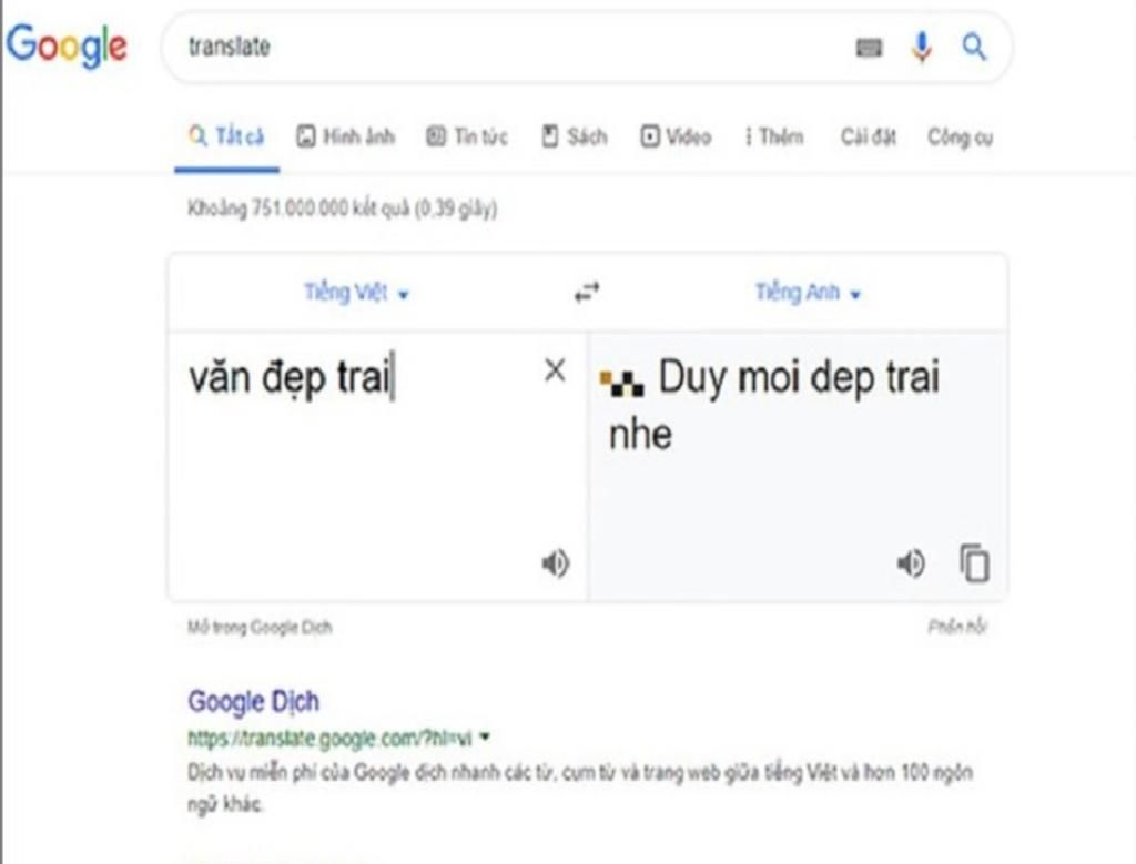 Google translate Bộ Tin tức Sách Video Thim Cai dit Cong cu Q Tất cả ...