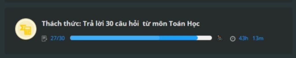 Thách thức: Trả lời 30 câu hỏi từ môn Toán Học 27/30 Θ 43h 13m