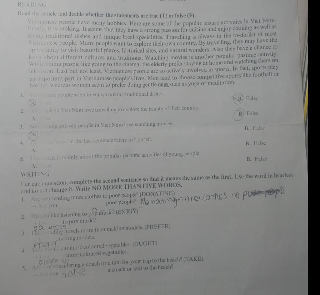 Kiểm tra giúp mình xem câu nào sai và giúp mình làm tiếp mấy câu còn ...