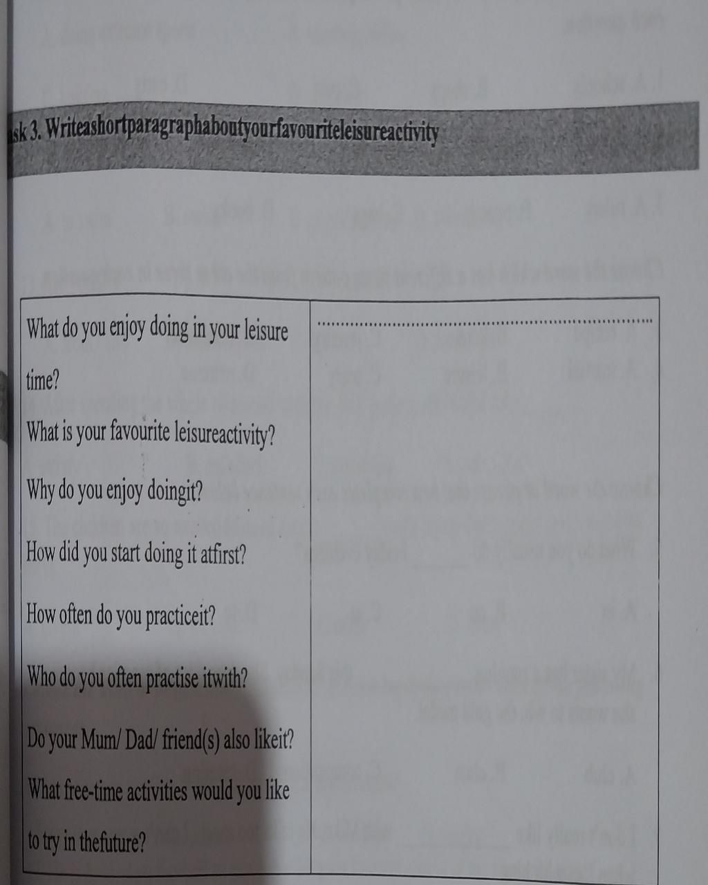 sk 3. Writeashortparagraphaboutyourfavouriteleisureactivity What do you ...