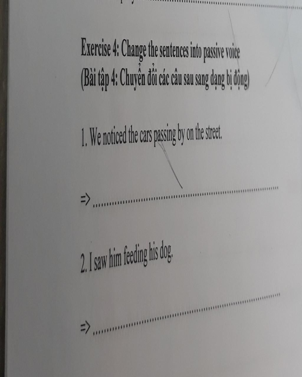 Exercise 4: Change the sentences into passive voice (Bài tập 4: Chuyển ...