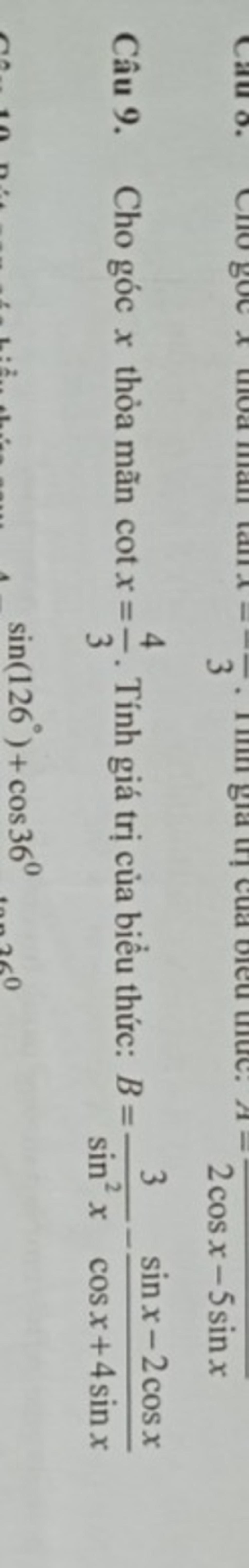 4 3 C u 9 Cho G c X Th a M n Cot X T nh Gi Tr C a Bi u Th c B 4-3-c-u-9-cho-g-c-x-th-a-m-n-cot-x-t-nh-gi-tr-c-a-bi-u-th-c-b