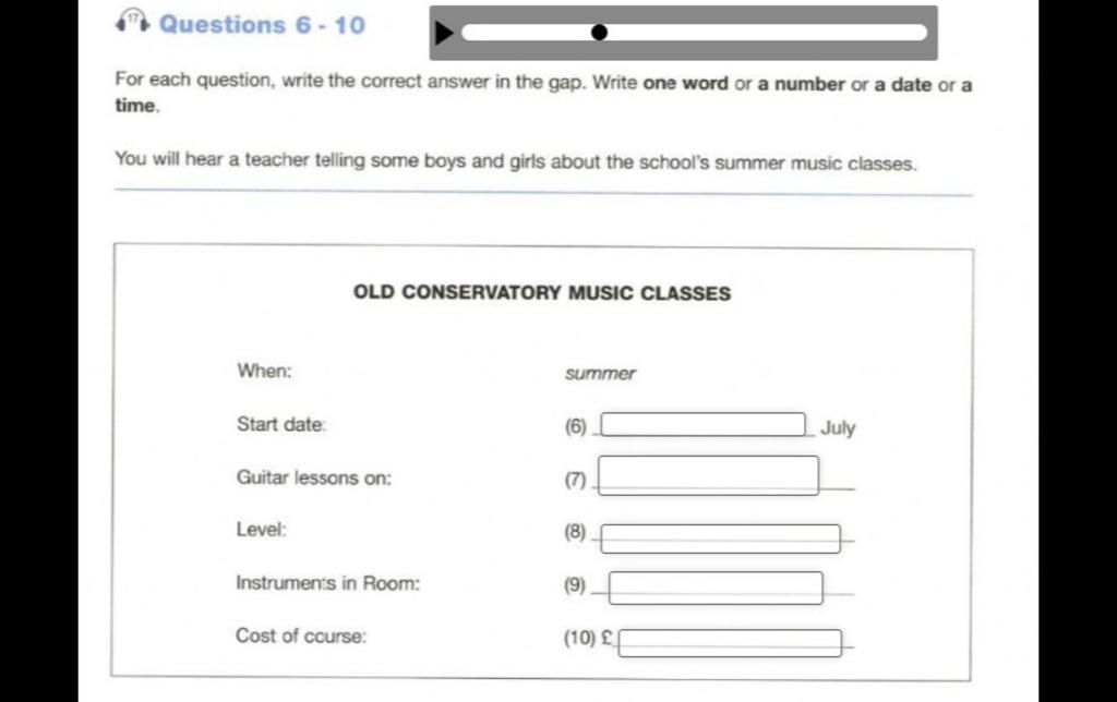 Giúp mình bài nghe ạ Link : www.liveworksheets.com/w/en/ket/7106150 Part 2 ạQuestions 6-10 For ...