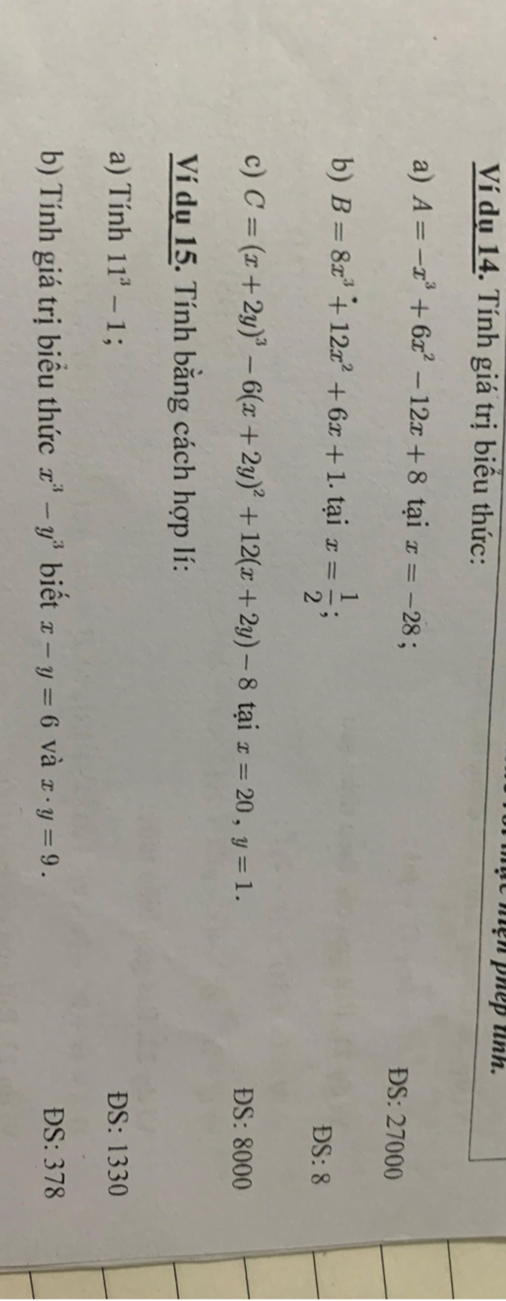 14:tính giải trị biểu thức 15:tính bằng cách hợp lí Ví dụ 14. Tính giá trị biểu thức: a) A=-r ...