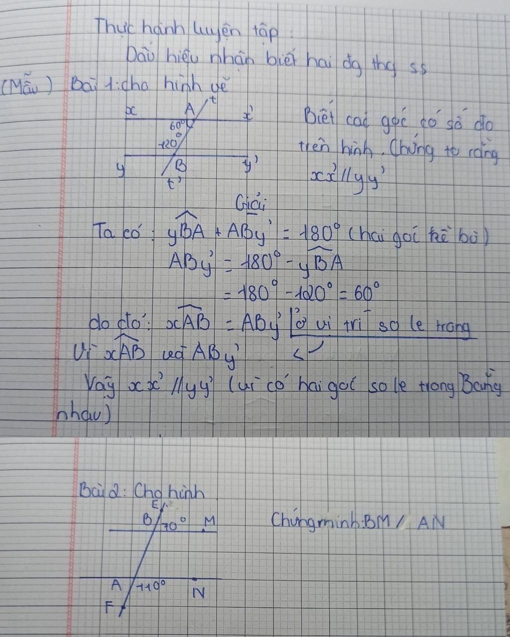 Thực hành luyện tập Dấu hiệu nhận biết hai đã thg số (Mau) Bai ticha ...