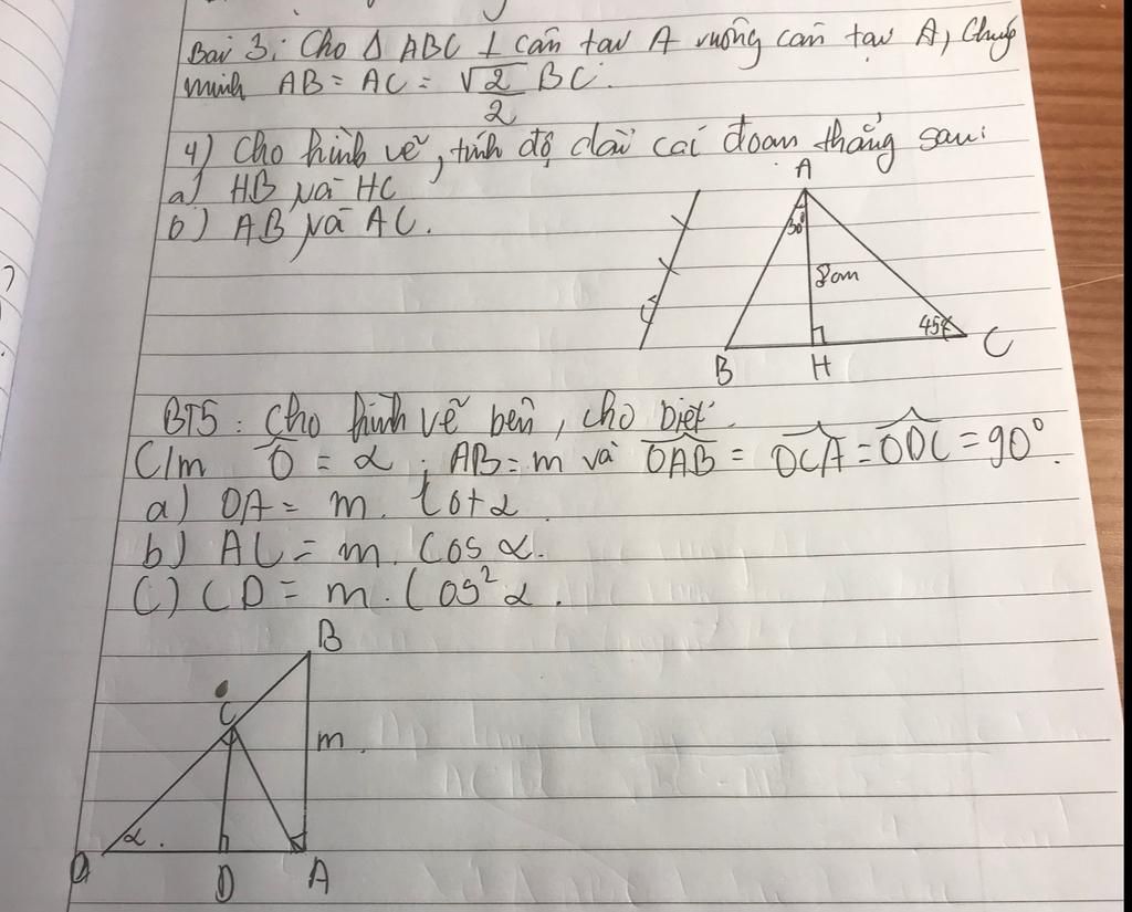 Bai 3; Cho S ABC + can taw A ruong can taw A, Chup minh AB = AC = √2 BC ...