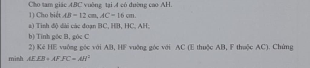 giupp voii, vẽ hình giúp mình voii nha ,minhh dg cần gáp hhuhuhCho tam giác ABC vuông tại A có ...