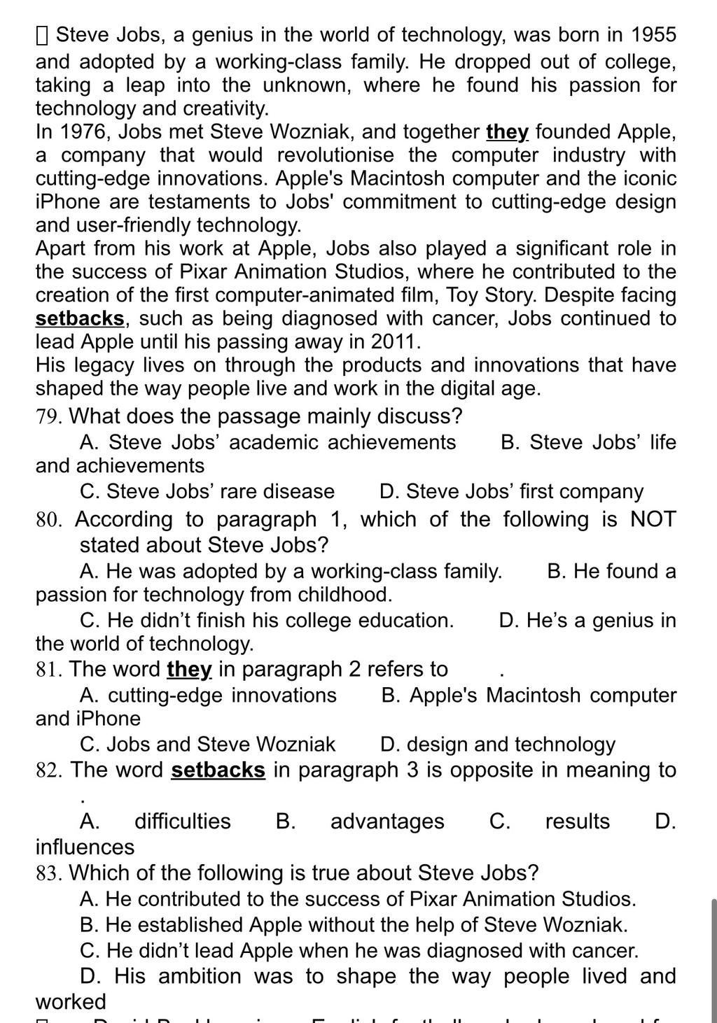 Steve Jobs, a genius in the world of technology, was born in 1955 and ...