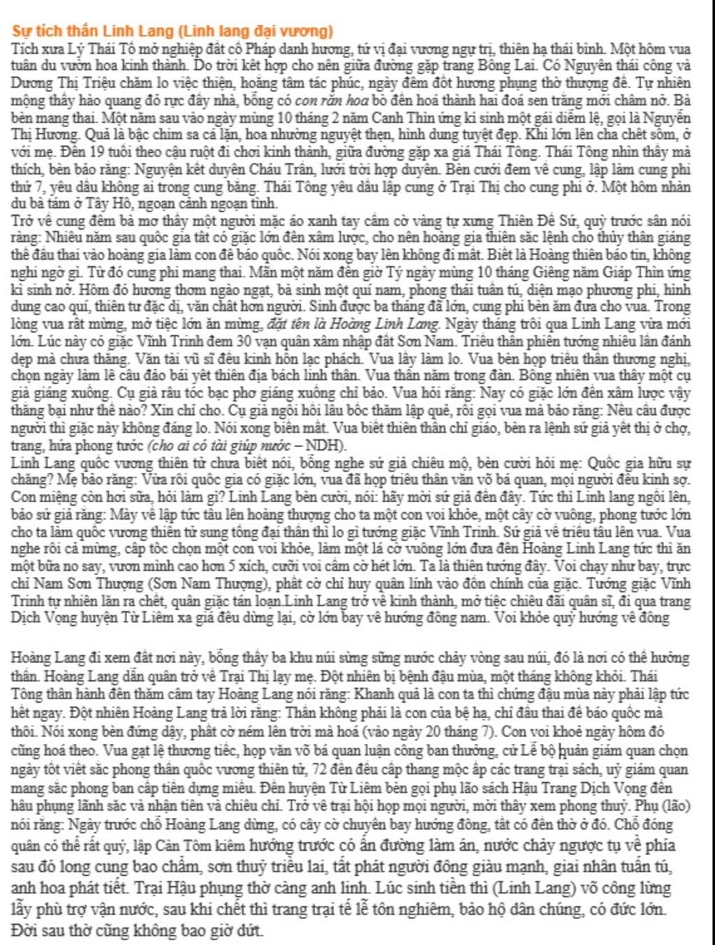 Sự tích thân Linh Lang (Linh lang đại vương) Tích xưa Lý Thái Tổ mở ...