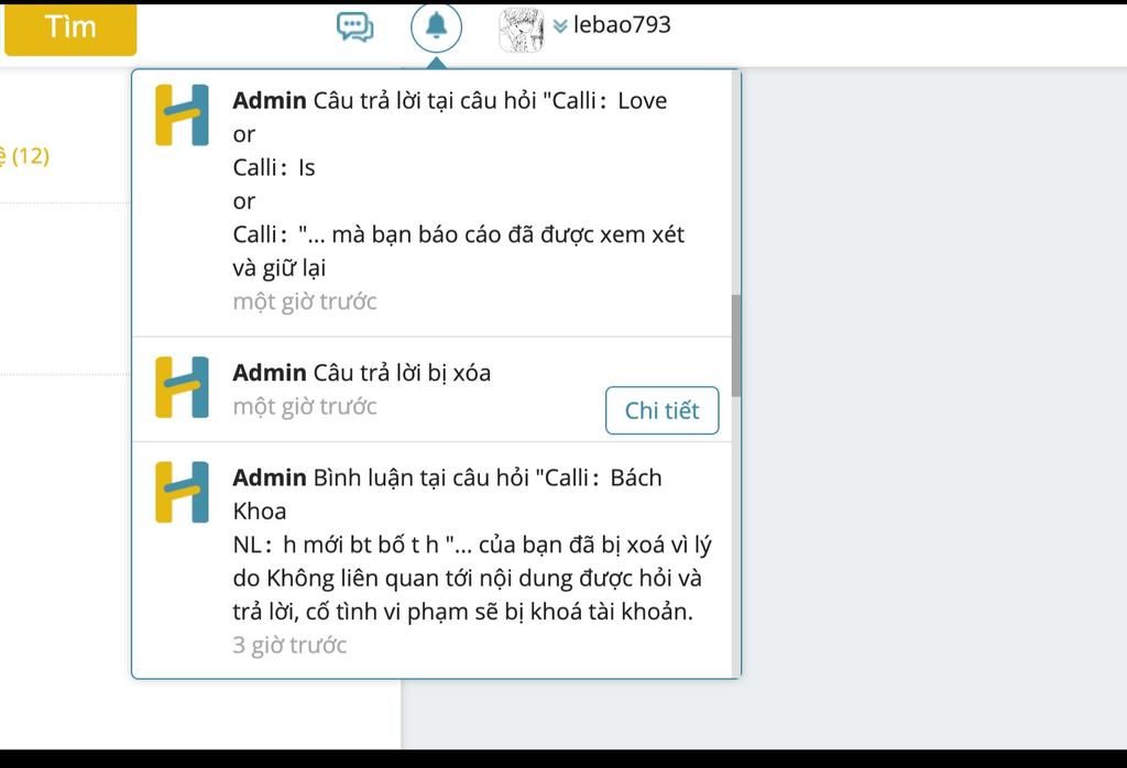 Tìm H (12) lebao793 Admin Câu trả lời tại câu hỏi "Calli: Love or Calli ...