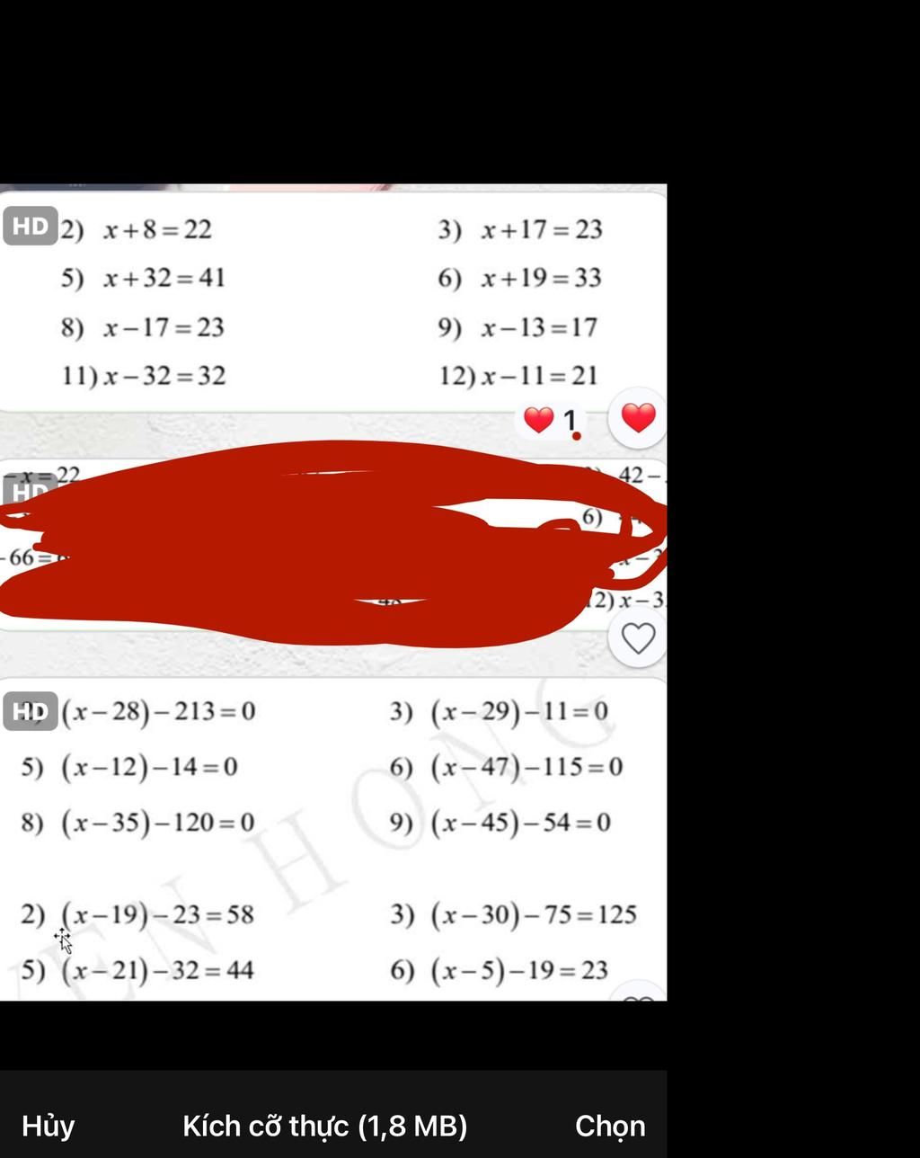 HD 2) x+8=22 3) x+17=23 5) x+32=41 6) x+19 33 -66 8)x-17=23 11)x-32=32 ...