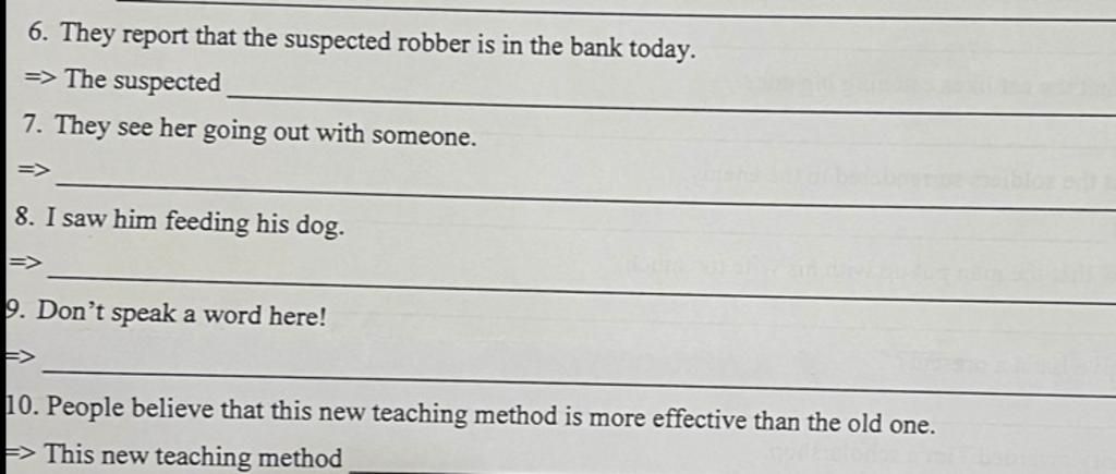 Sos!! giúp t với t vote5s( đúng + chi tiết ) change the active sentence ...