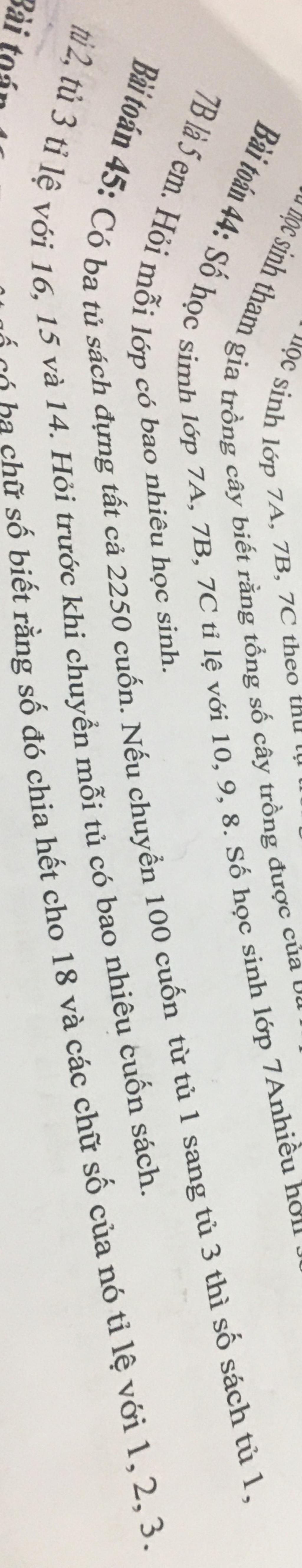 c sinh lớp 7A, 7B, 7C theo c sinh tham gia trồng cây biết rằng tổng số ...