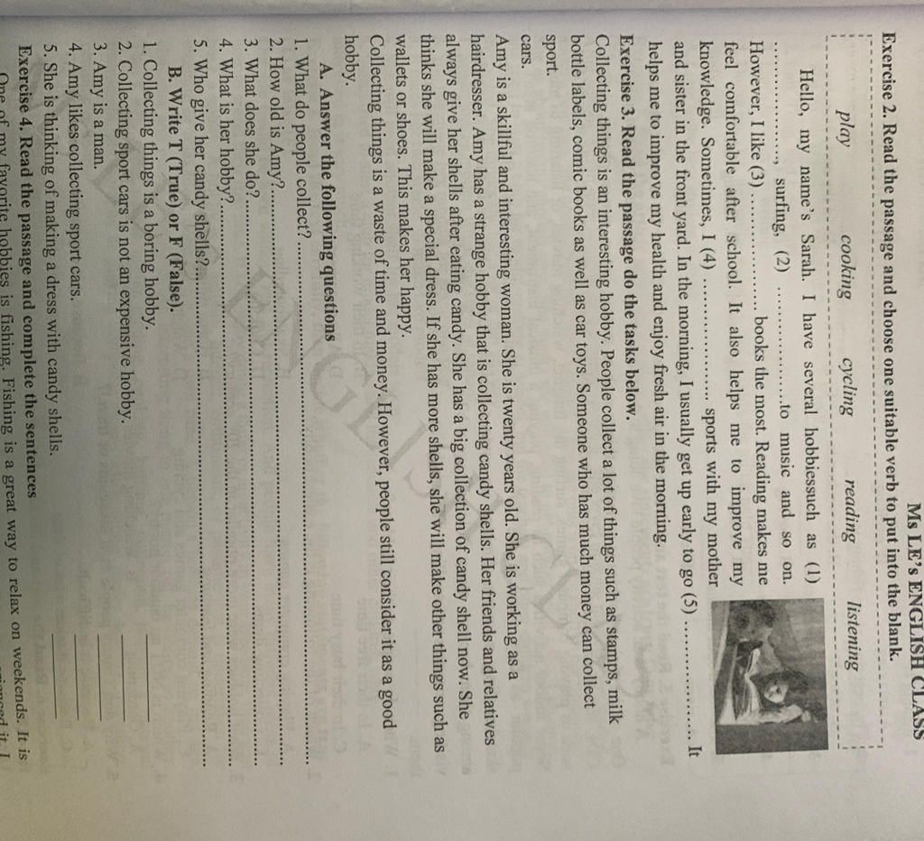 Ms LE's ENGLISH Exercise 2. Read the passage and choose one suitable verb to put into the blank ...